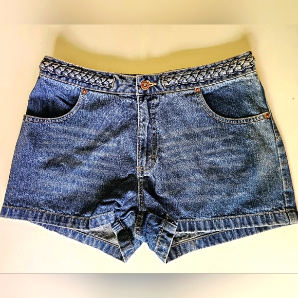 Route 66 | Shorts | Vintage Route 66 Shorts Braided Waist Blue Denim Mid Rise Y2k | Poshmark